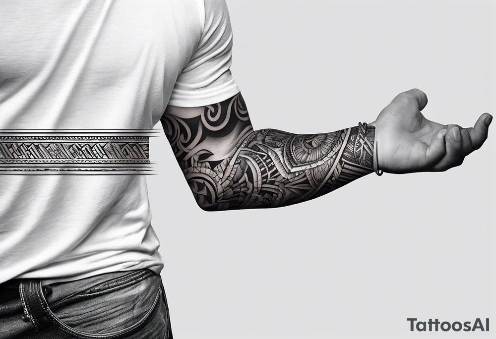 Forearm masculine narrow horizontal band tattoo with rope pattern ...