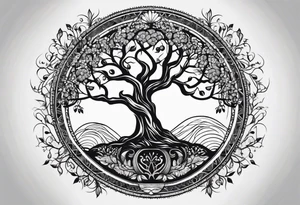 Tree of life in a circle tattoo idea | TattoosAI