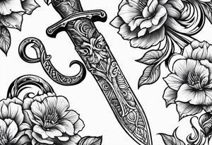 Feminine dagger with a serpent around it tattoo idea | TattoosAI