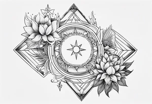 Marriage, split tattoo, with geometric shapes and sun and moon tattoo ...