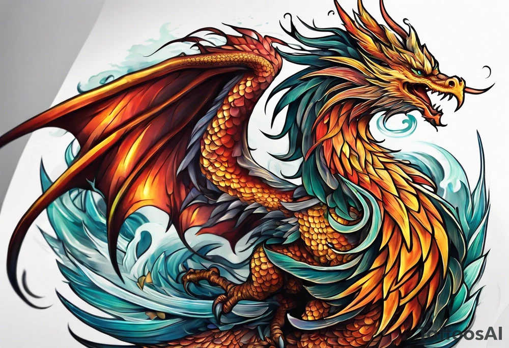 Phoenix dragon. tattoo idea | TattoosAI