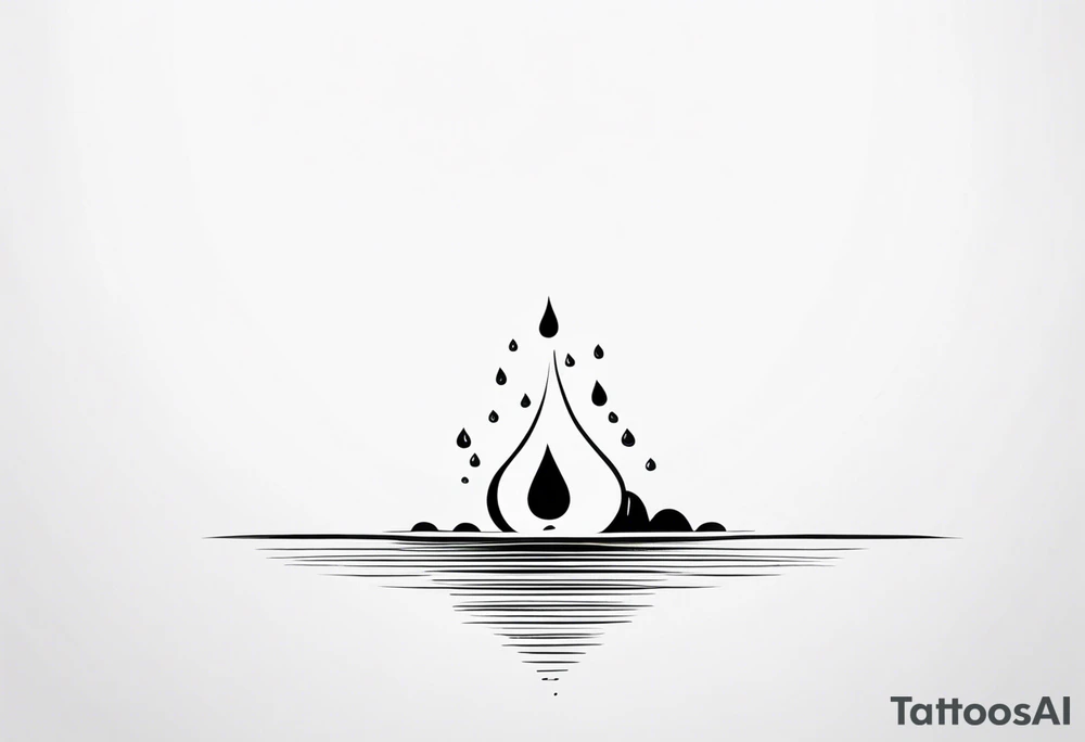 Small water drop falling into calm ocean tattoo idea | TattoosAI