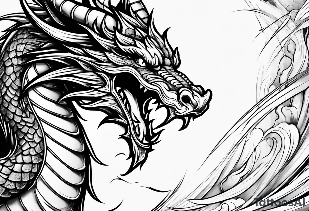 Old school dragon going up tattoo idea | TattoosAI