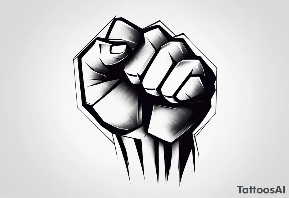 A clenched fist on the back using negative space techniques tattoo idea ...