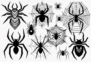 Variety of spiders flash sheet tattoo idea | TattoosAI