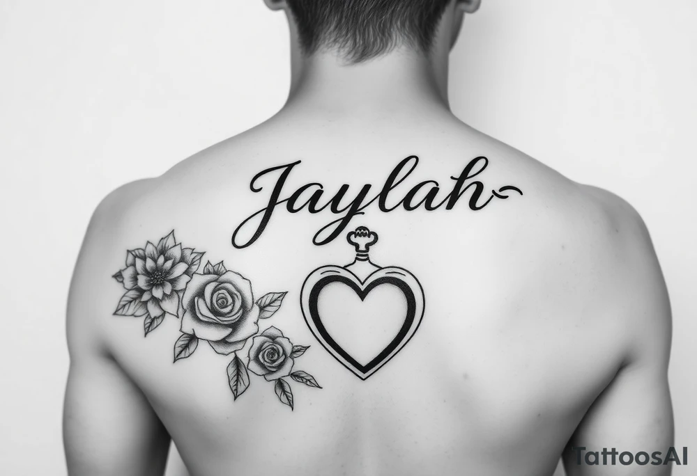 The name Jaylah With Roses and Foot Print and Pocket watch shaped like ...