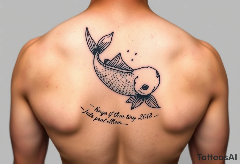 Traditional koi fish swimming upstream through turbulent waves tattoo ...