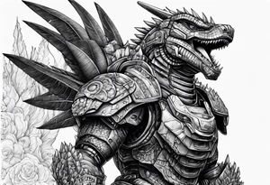 Mechagodzilla, full body, roaring tattoo idea | TattoosAI