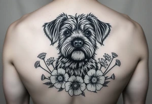 Cockapoo surrounded by fennel flowers tattoo idea | TattoosAI