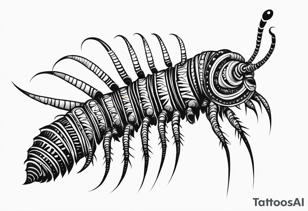 Long many legs tribal centipede tattoo idea | TattoosAI