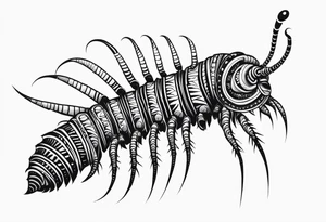 Long many legs tribal centipede tattoo idea | TattoosAI