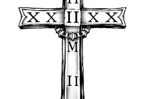 Roman numeral cross tattoo idea | TattoosAI