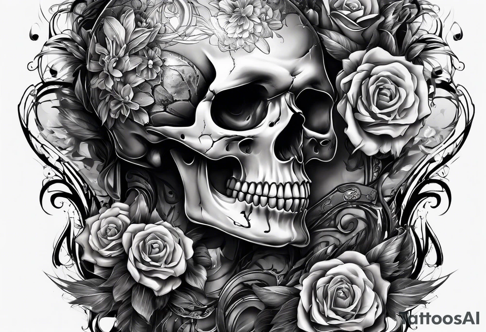 Extreme joint pain breaking through skin on arm skull sorrow sad tattoo ...