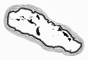 Outline map of the USVI and bvi Caribbean islands tattoo idea | TattoosAI