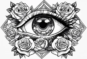 Eye with roses around tattoo idea | TattoosAI
