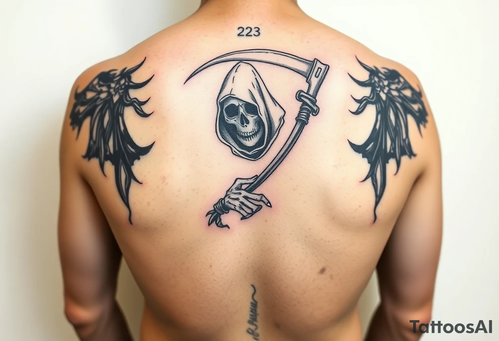 Simple grim reaper looking back holding his hand out to hold tattoo ...