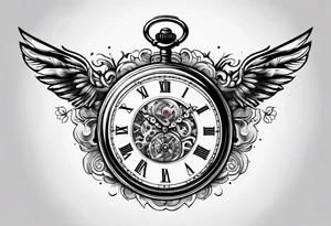 Old school pocket watch exploded showing inner mechanism tattoo idea ...