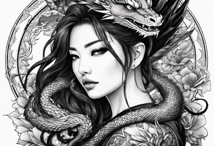 Fit in one sheet full body warrior nymph with dragon tattoo idea ...