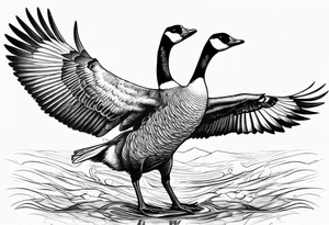 Angry canadian goose shaking wings in profile tattoo idea | TattoosAI