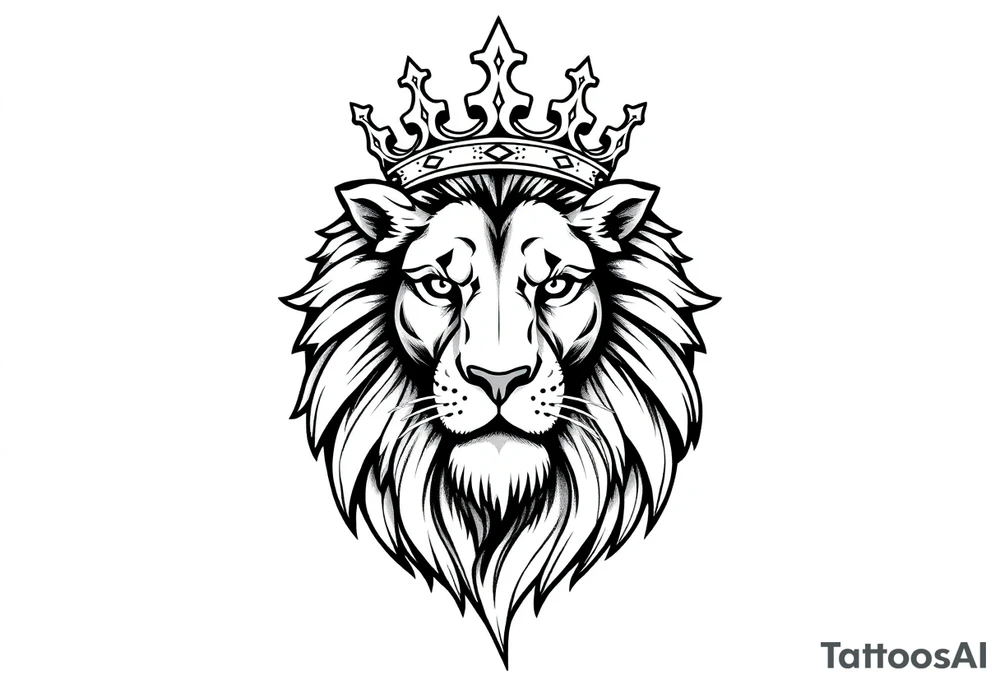 Lion with crown tattoo idea | TattoosAI