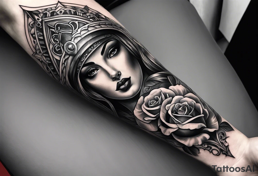 Sleeve on the forearm with a diamond in the middle for men tattoo idea ...