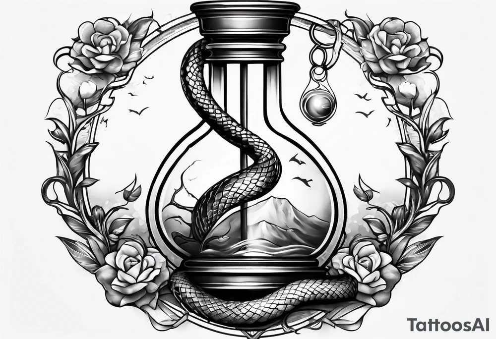 Snake surrounding an hourglass AND a thunder tattoo around forearm ...