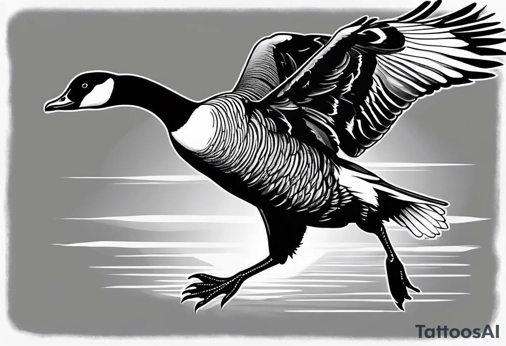 Canadian goose fighting and hissing and flying tattoo idea | TattoosAI