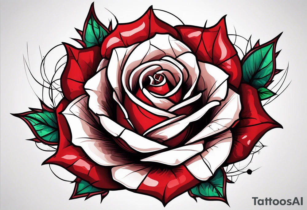 Red thorn rose, thorn wrapped around red rose, crown on top of red rose ...