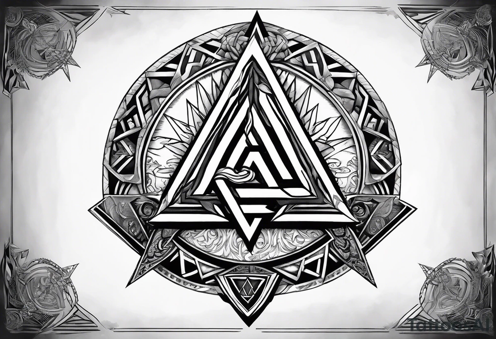 Valhalla valknut shield lightning sword tattoo idea | TattoosAI