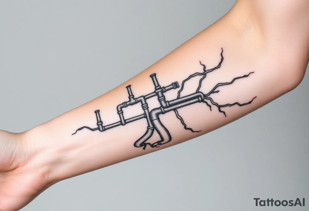 System of pipes that transitions and transforms at the end into thick ...
