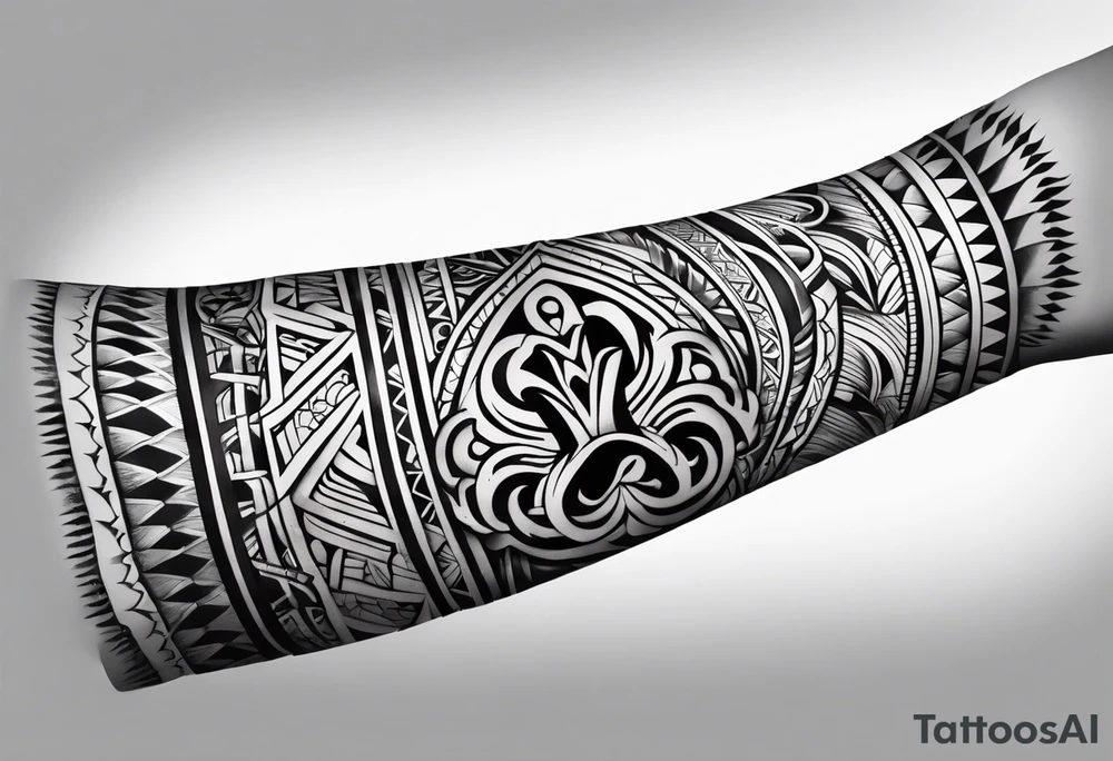 Polynesian tribal forearm tattoo idea | TattoosAI
