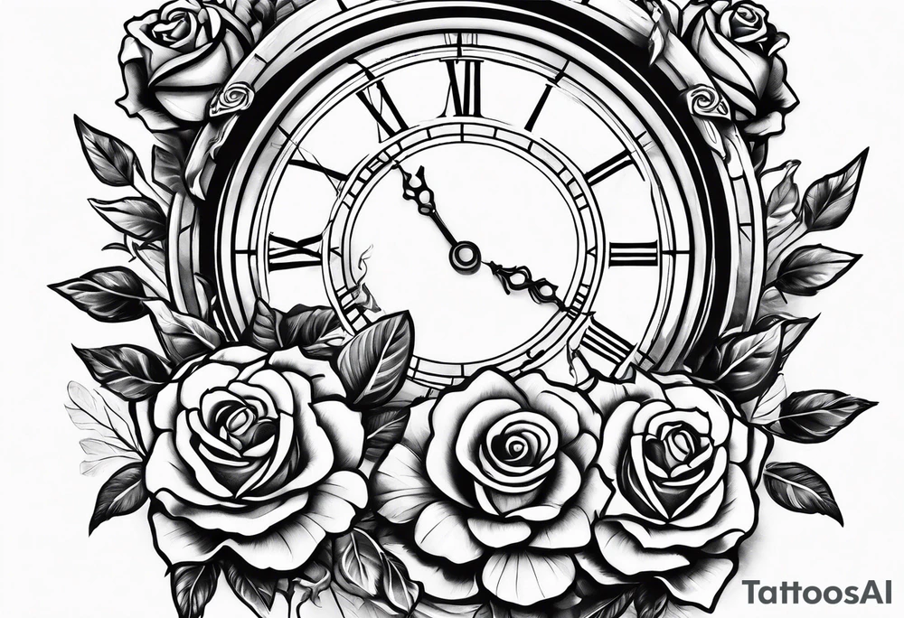 Greek gods roses and a clock tattoo idea | TattoosAI
