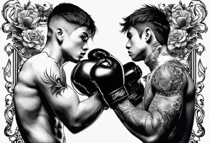 Two boys fighting tattoo idea | TattoosAI