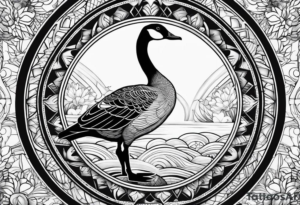 Mandala background with canadian goose in the front tattoo idea | TattoosAI