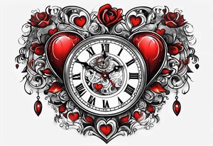 Heart with clock hands on 8 and 5 tattoo idea | TattoosAI