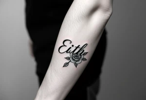 Edith tattoo with a cursive e with a rose half Sleeve tattoo idea ...