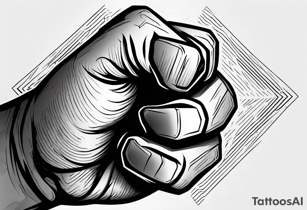 A clenched fist on the back using negative space techniques tattoo idea ...