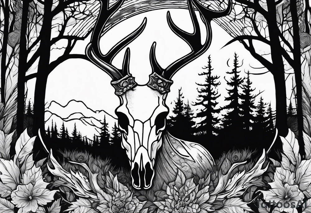 Scary side view of a DECAYING deer skull JUST BONE surrounded by a ...