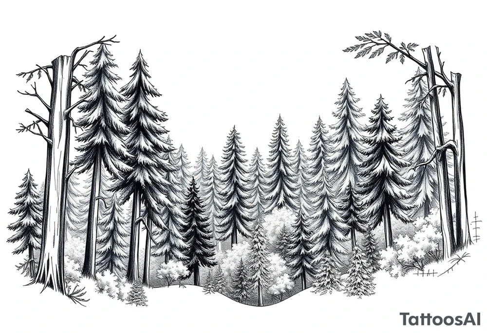 Green forest background tattoo idea | TattoosAI