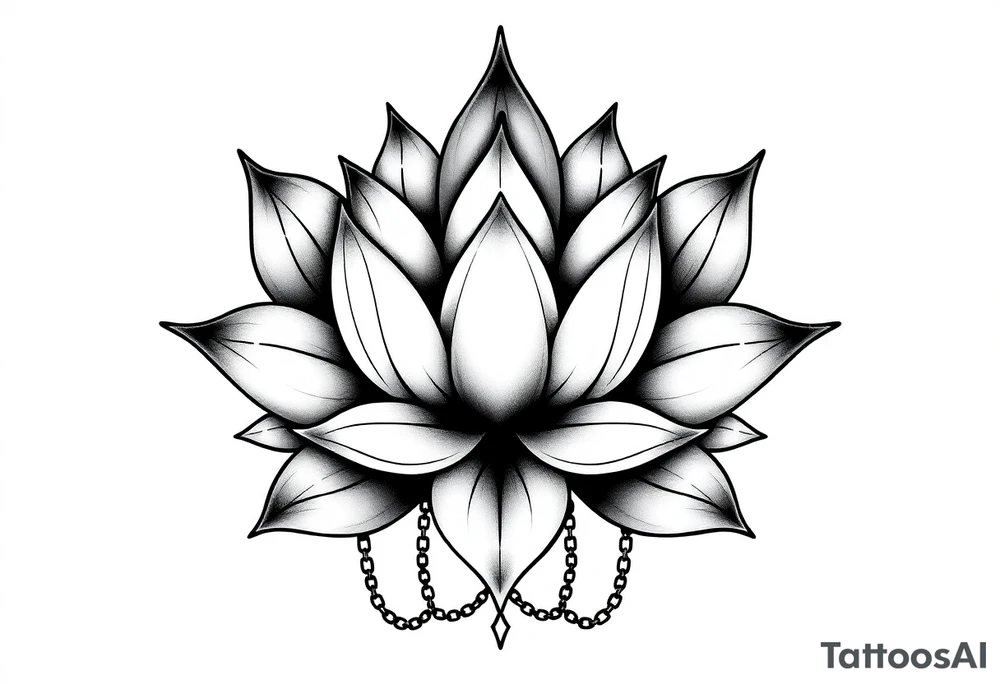 Lotus flower with dotwork chains tattoo idea | TattoosAI
