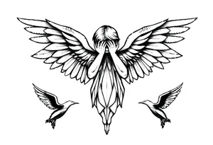 Angel with two wings covering its face, two wings covering its feet ...
