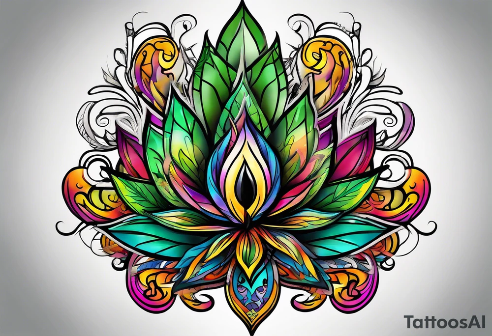 Marijuana and Psychedelic inspired tattoo tattoo idea | TattoosAI