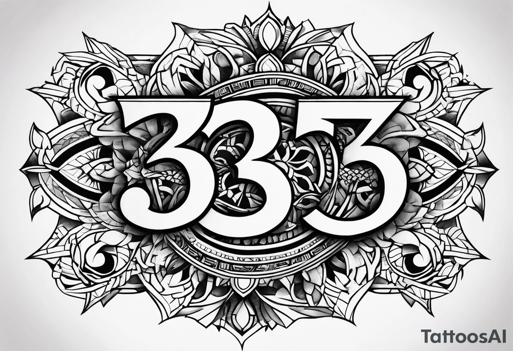 The numbers “333” tattoo idea | TattoosAI