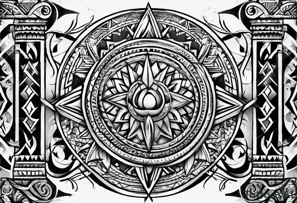 Puerto Rican tribal arm tattoo with spears tattoo idea | TattoosAI