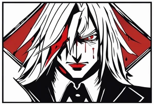 Alucard's bleeding tear tattoo in Hellsing tattoo idea | TattoosAI