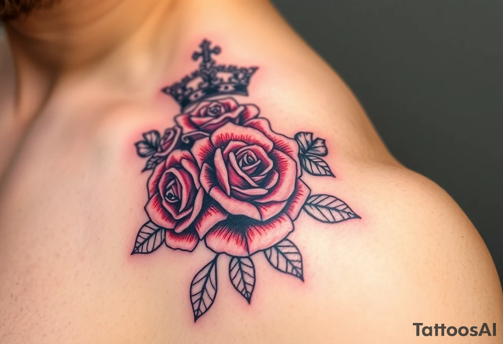 Roses with crown and 1982 tattoo idea | TattoosAI