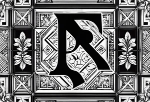 Scrabble tile with the letter R and number 14 tattoo idea | TattoosAI