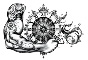 Vintage roman numerals within ornate clockwork mechanism tattoo idea ...
