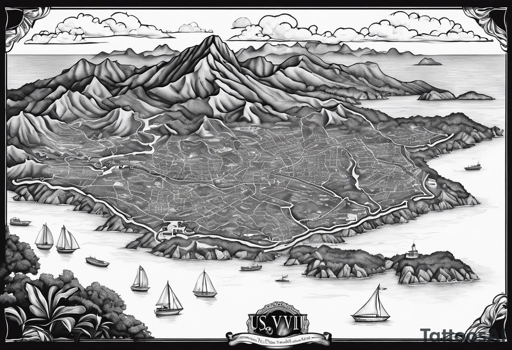 Outline map of the USVI and bvi Caribbean islands tattoo idea | TattoosAI