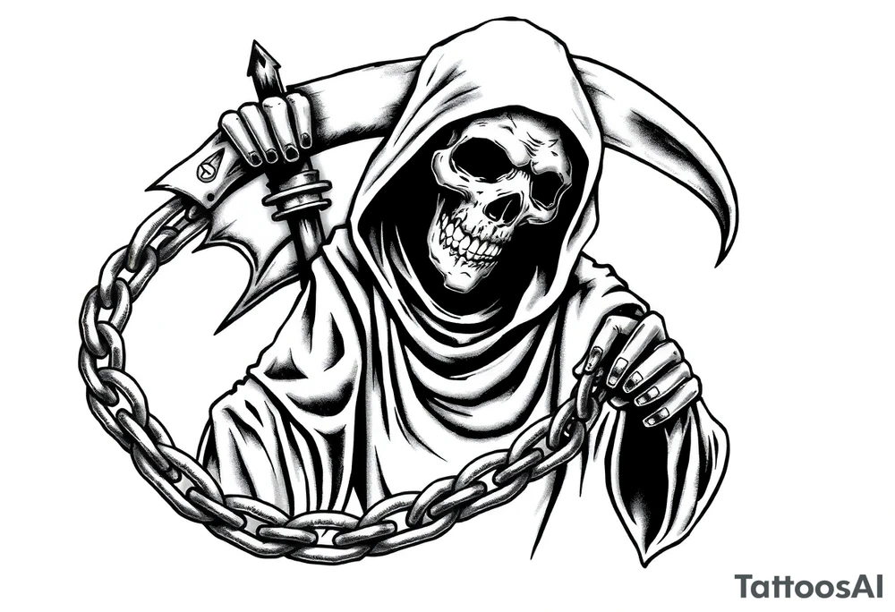 Grim reaper with chain tattoo idea | TattoosAI